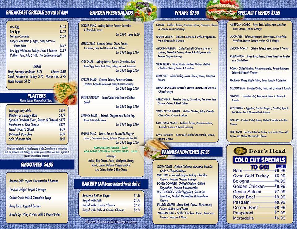 Menu at Gold Coast Deli, Huntington