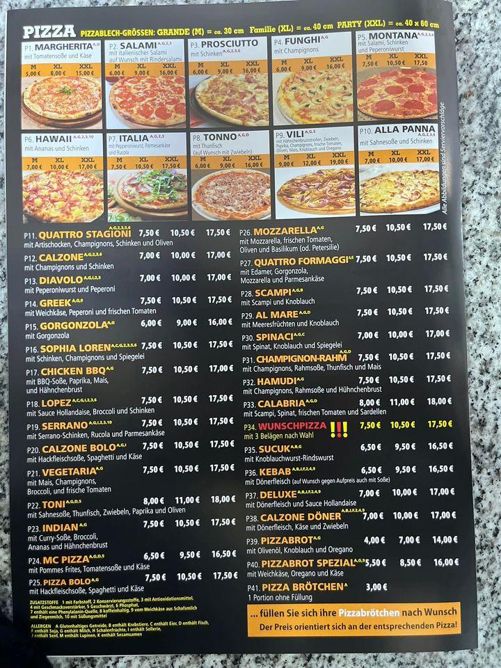 Speisekarte von Night Pizza Express, Saarbrücken