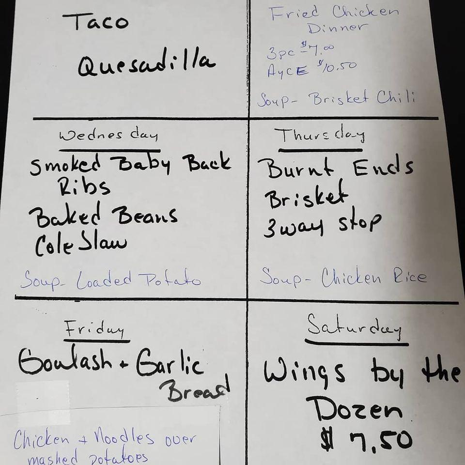 Menu at Papas Bar, Monmouth
