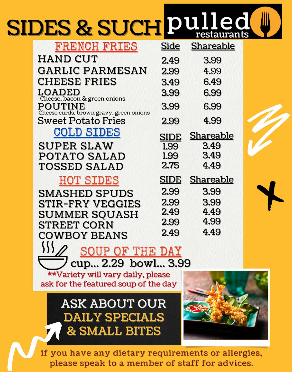 Menu at Pulled Restaurants, Apache Junction