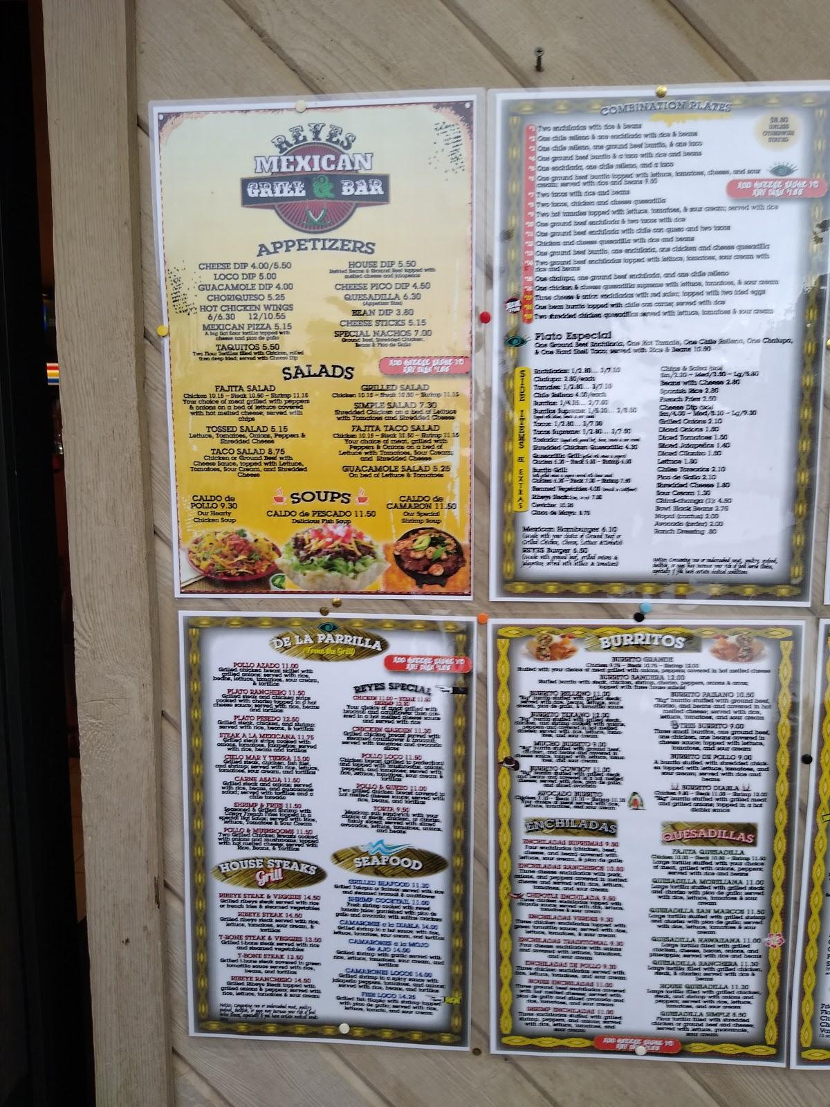 Menu at Reyes Mexican Grill and Bar, Laurel
