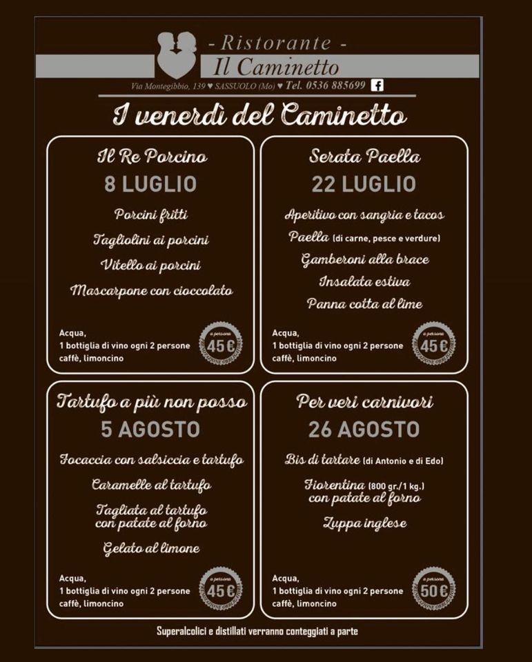 Menu da Il Caminetto Montegibbio ristorante, Sassuolo