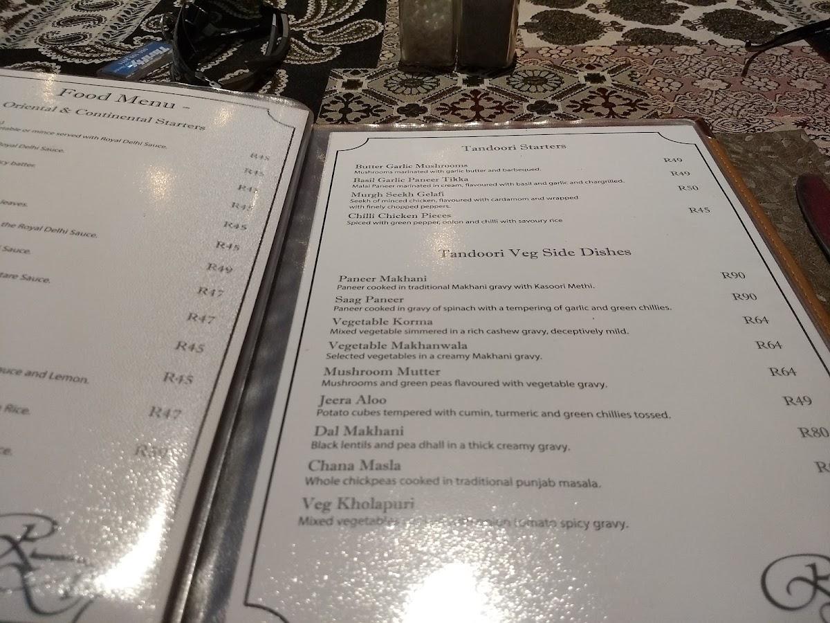 Menu at Royal Delhi Restaurant, Port Elizabeth