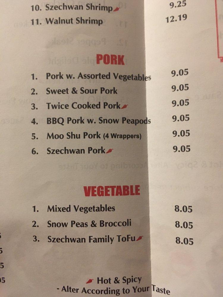 Menu at Szechwan Express restaurant, Taylorsville