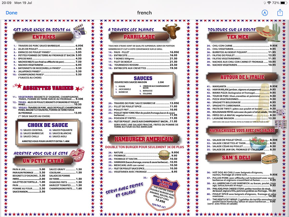 Carta de parrilla Tío de sam, Salou
