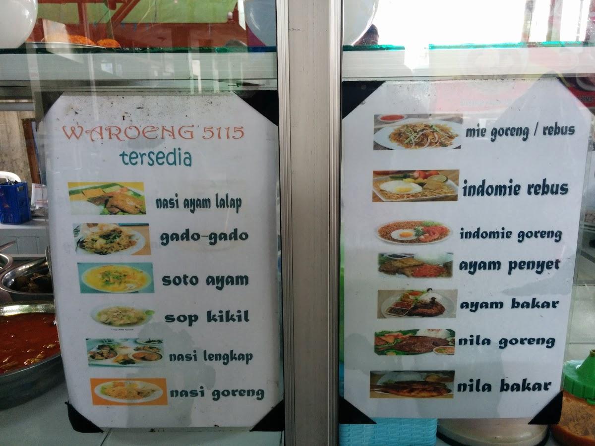 Menu at Waroeng Siis restaurant, Pontianak