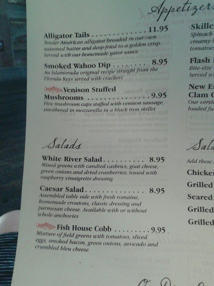 Menu at White River Fish House restaurant, Branson