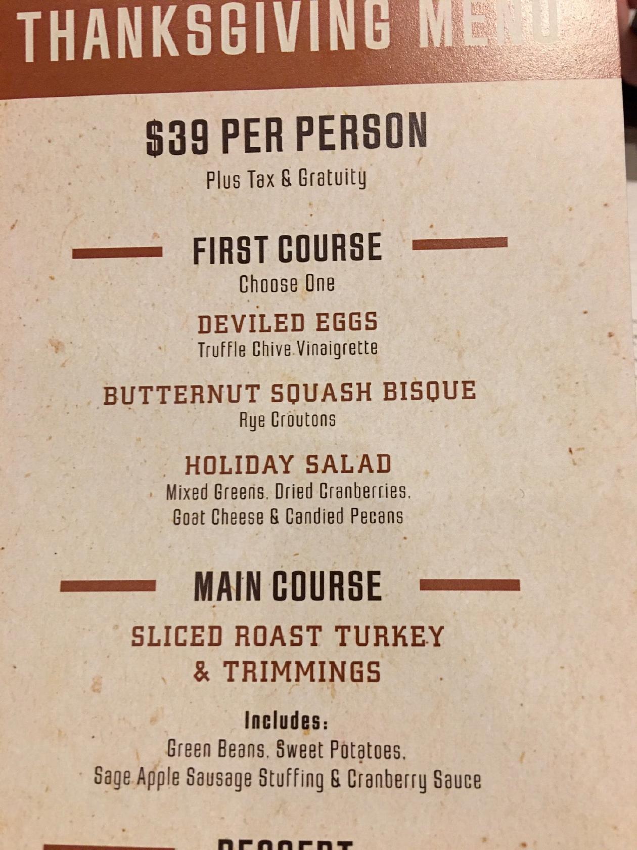 Menu at Del Frisco's Grille steakhouse, Fort Worth