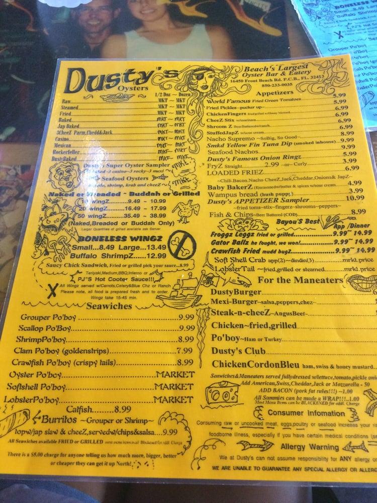 Menu at Dusty's pub & bar, Panama City Beach