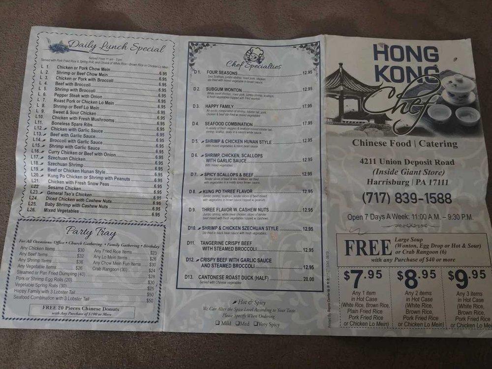 Menu at Hong Kong Chef cafe, Harrisburg, Union Deposit Rd