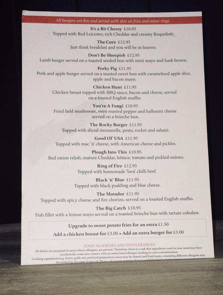 Menu at Hope & Anchor pub & bar, Grange-over-Sands