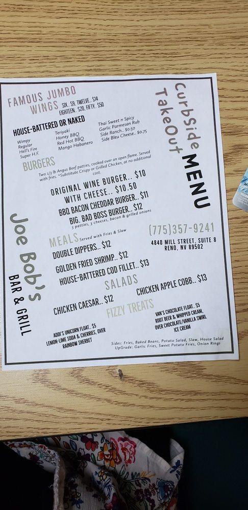 Menu at Joe Mama's Kitchen & Bar, Reno