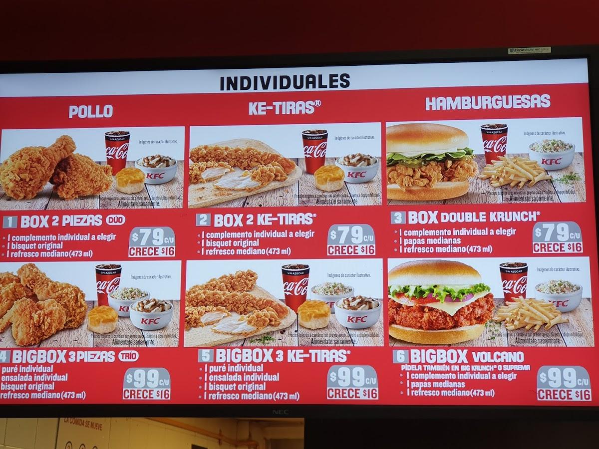 Carta del restaurante KFC, Cancún, Manzana 22