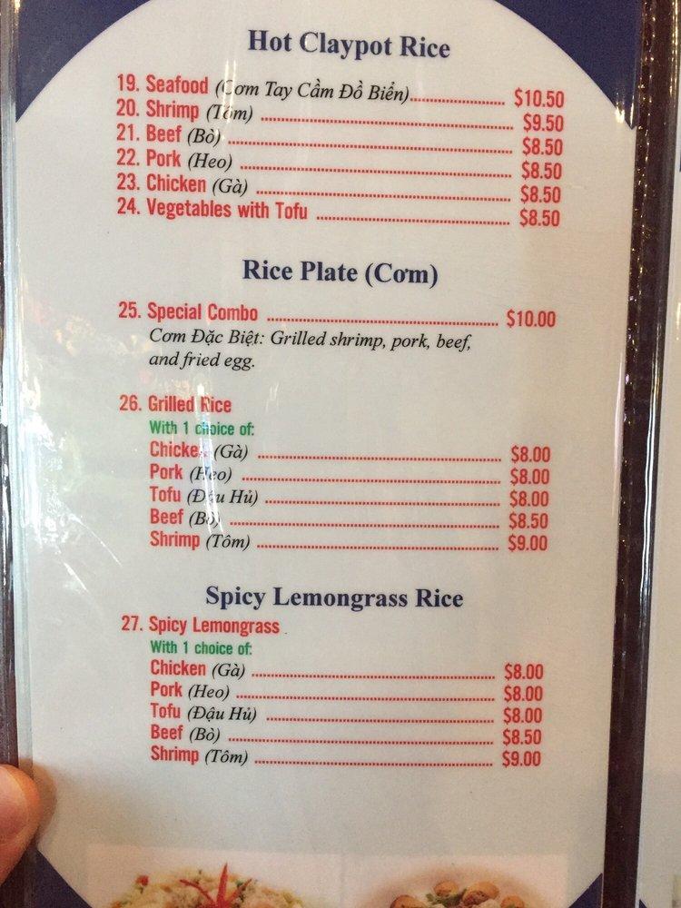 Menu at Mr. Pho restaurant, Albuquerque
