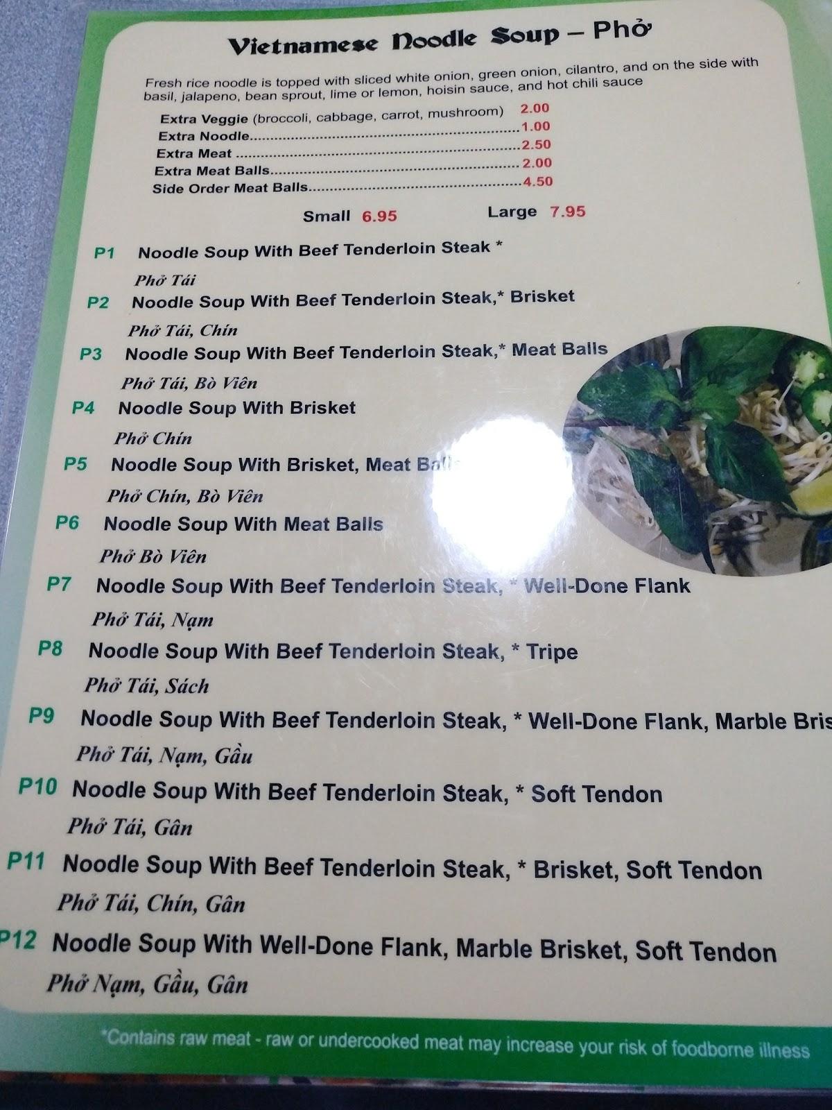 Menu at Sam's Noodle Town restaurant, Carnation