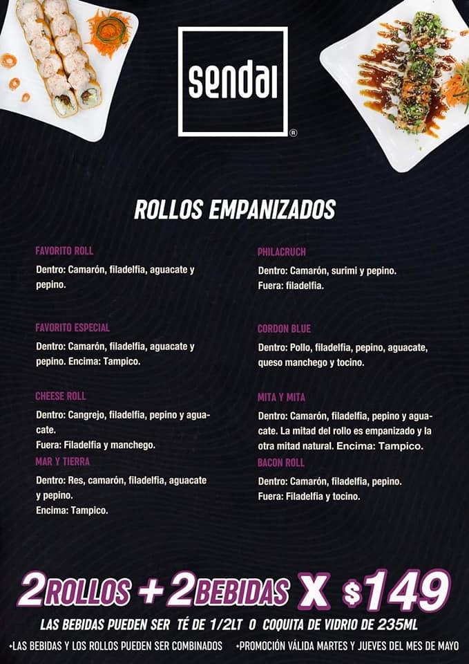 Carta del restaurante Sendai, Durango