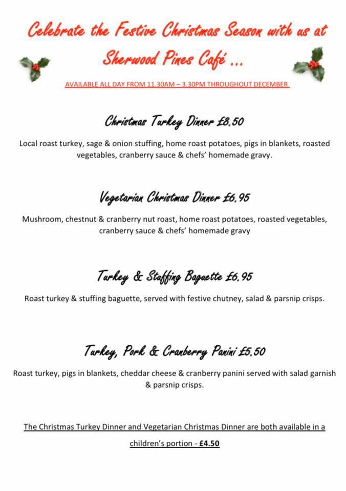 Menu at Sherwood Pines Cafe, Edwinstowe