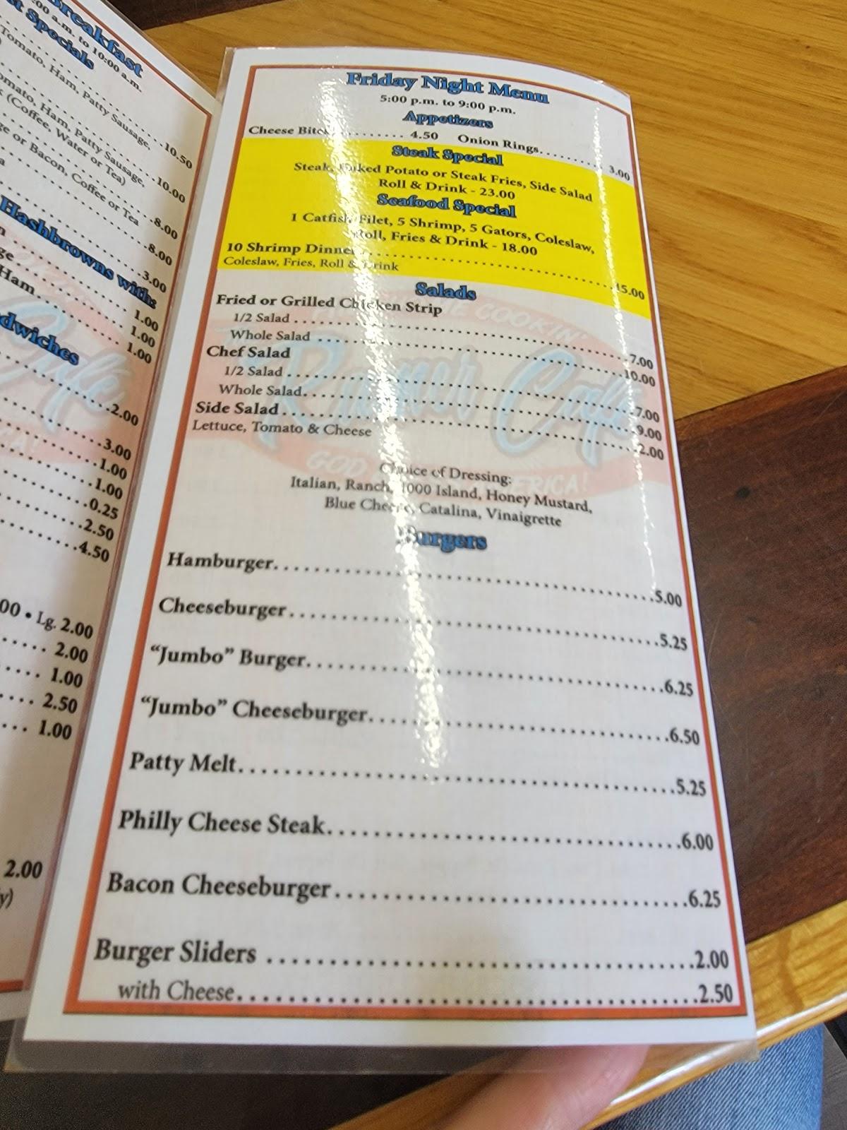 Menu at The Ramer Cafe, Ramer
