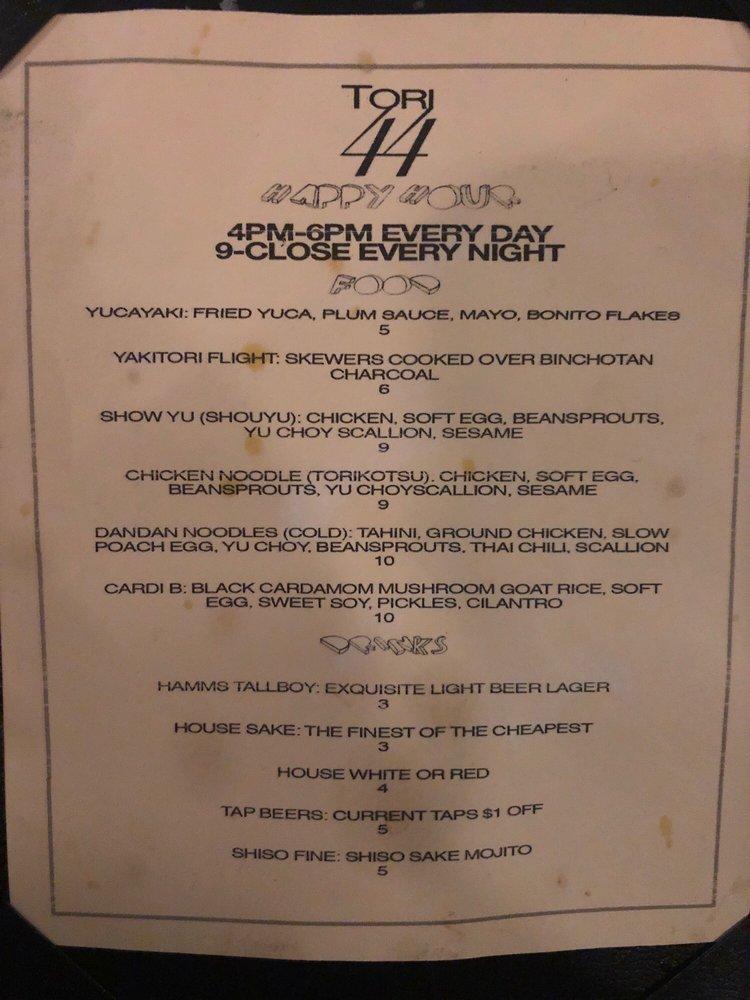 Menu at Tori 44 - Ramen restaurant, Minneapolis, N 44th Ave