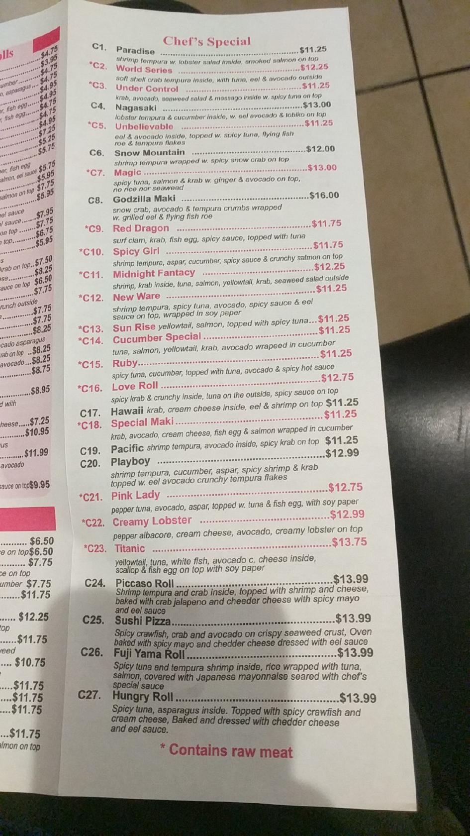Menu at Wasabi House‎ restaurant, Pace