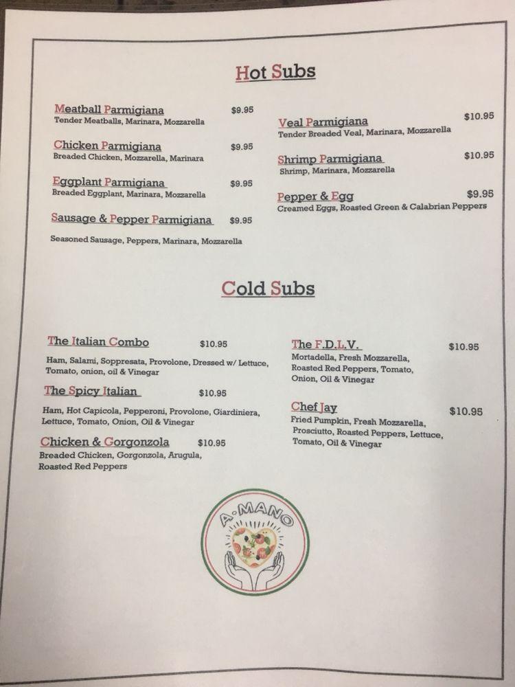 Menu at A•Mano Pizza & Italian Cuisine pizzeria, Las Vegas