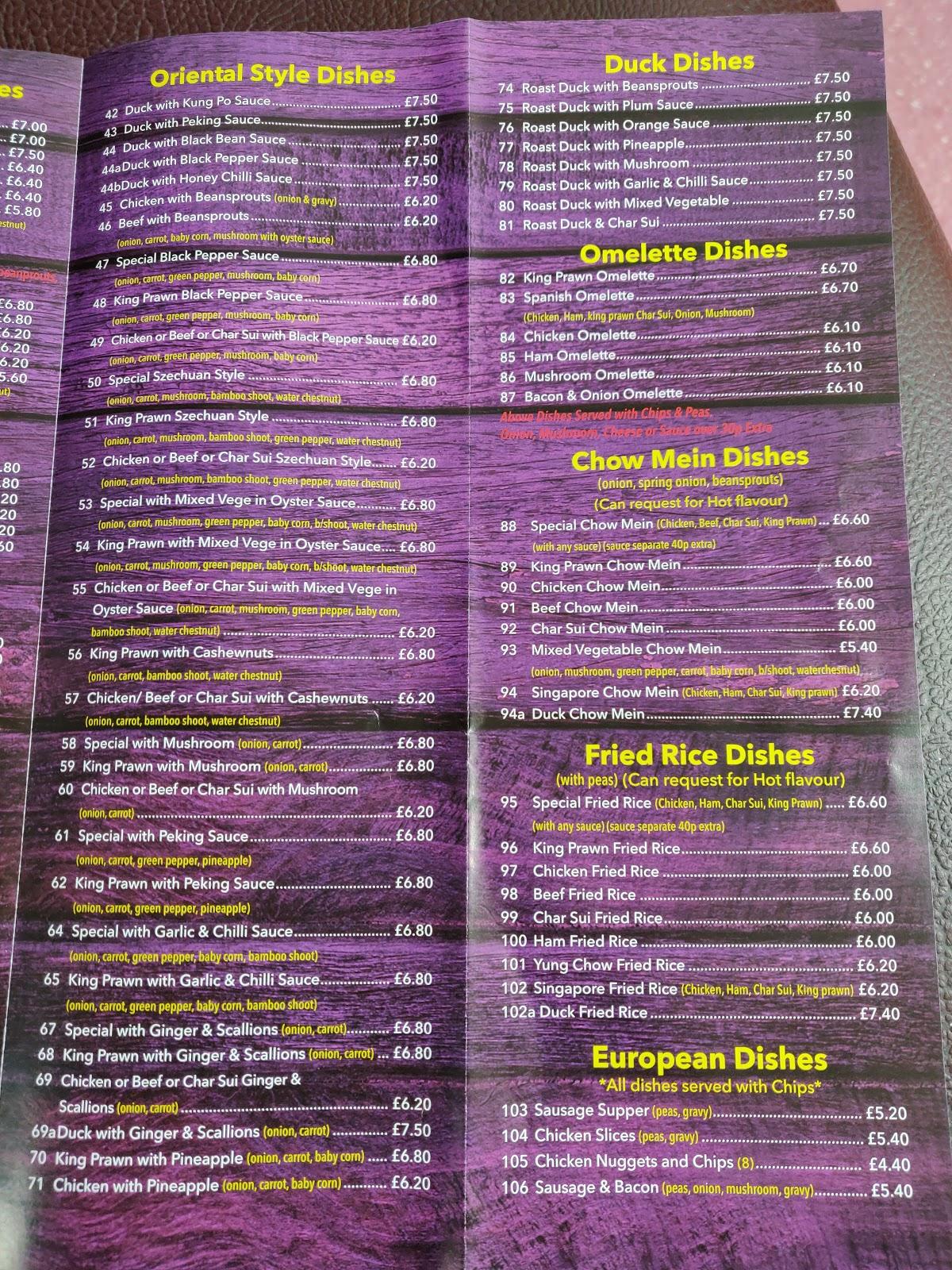 Menu at China Kitchen fast food, England