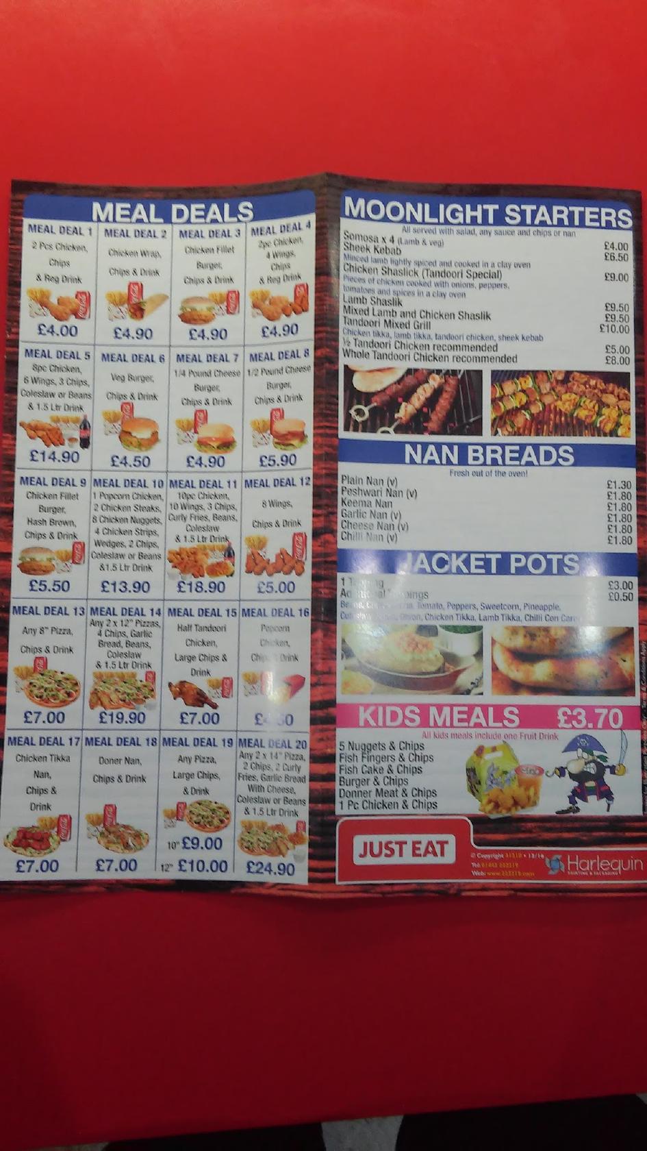 Menu at Moonlight Grill fast food, March