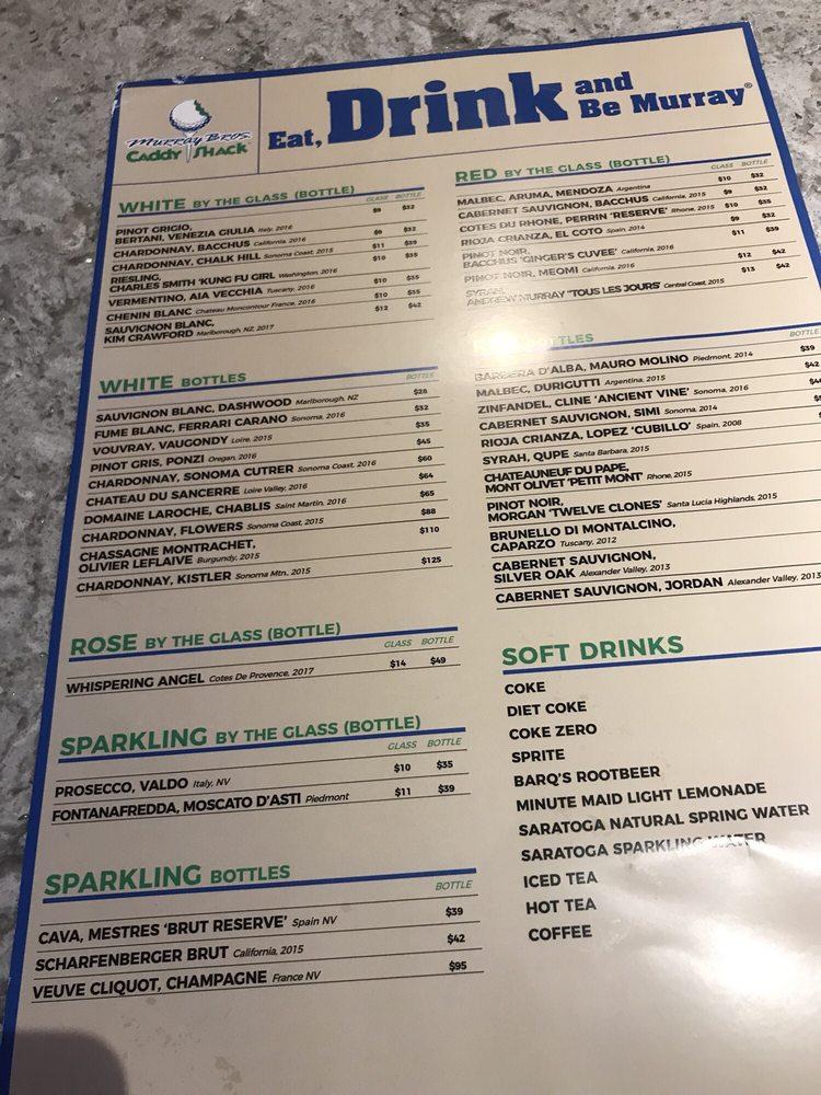 Menu at Murray Bros. Caddyshack pub & bar, Rosemont, Balmoral Ave