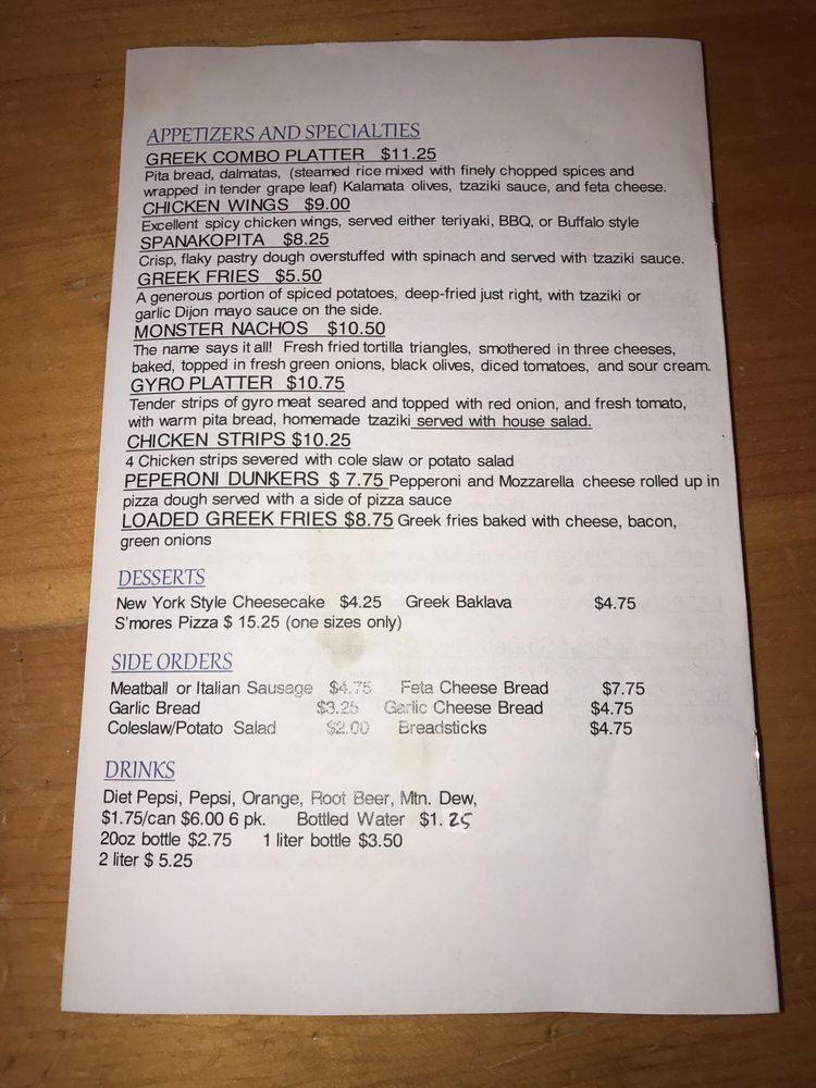 Menu at Pizza Athena pizzeria, Palmer, N