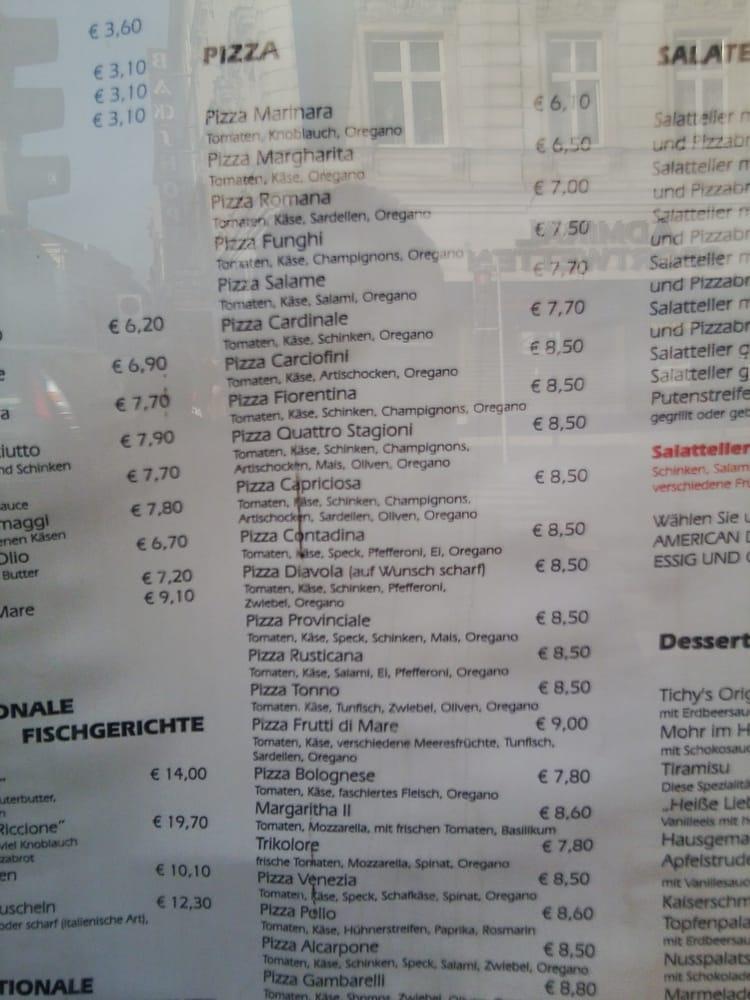Speisekarte von Pizzeria Maria Rosa, Wien, Siebenbrunnenpl. 2
