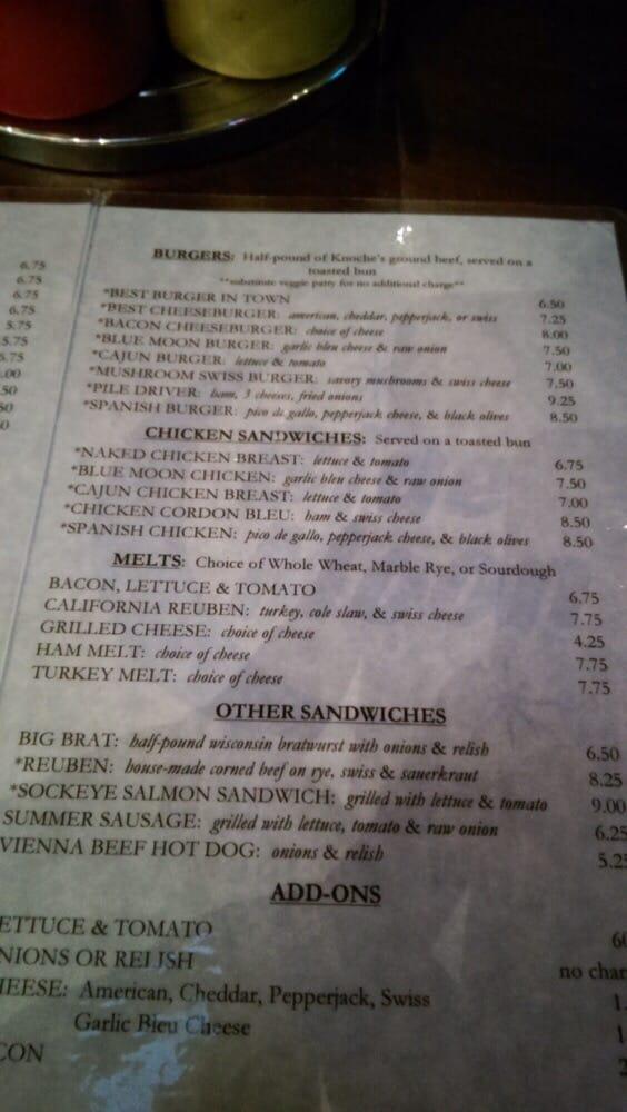 Menu at Blue Moon Bar & Grill, Madison