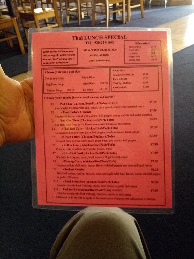 Menu at Chinese Combo Thai Cuisine restaurant, Tucson, W Orange Grove Rd