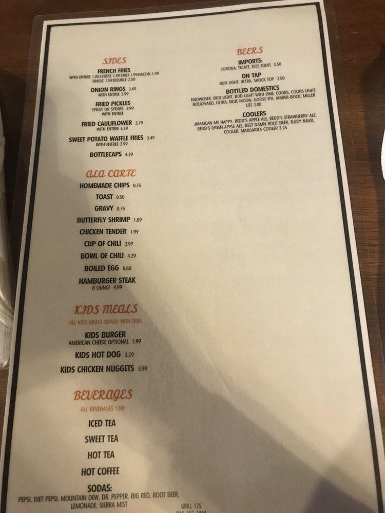 Menu at Grill 125 pub & bar, Pawhuska