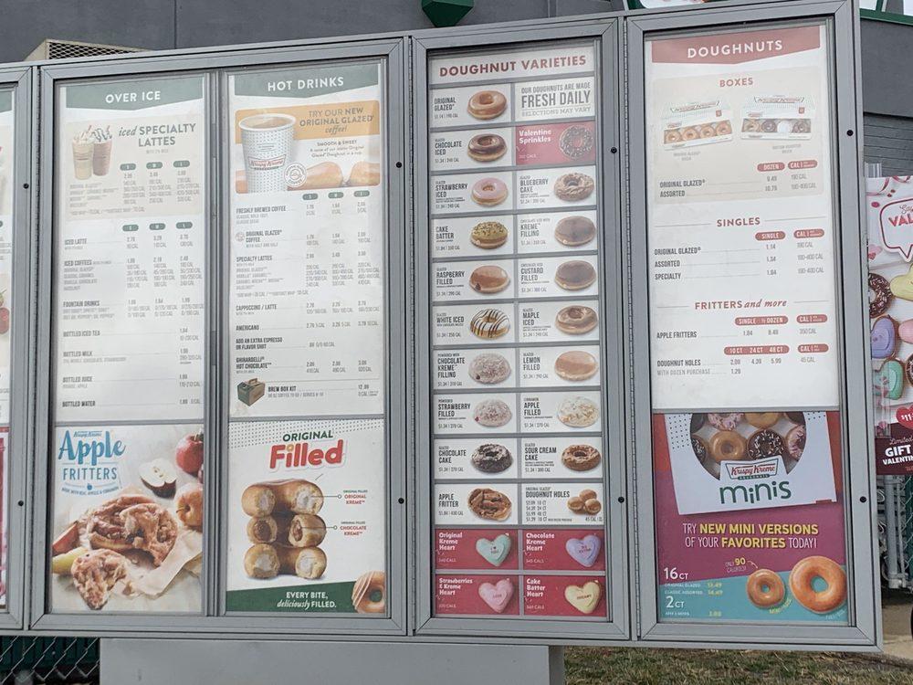 Menu at Krispy Kreme restaurant, Wichita, E Central Ave