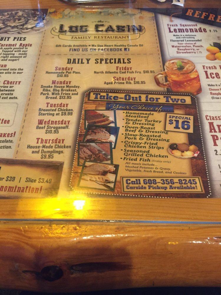 Menu at Log Cabin Family Restaurant, Baraboo, 8th St