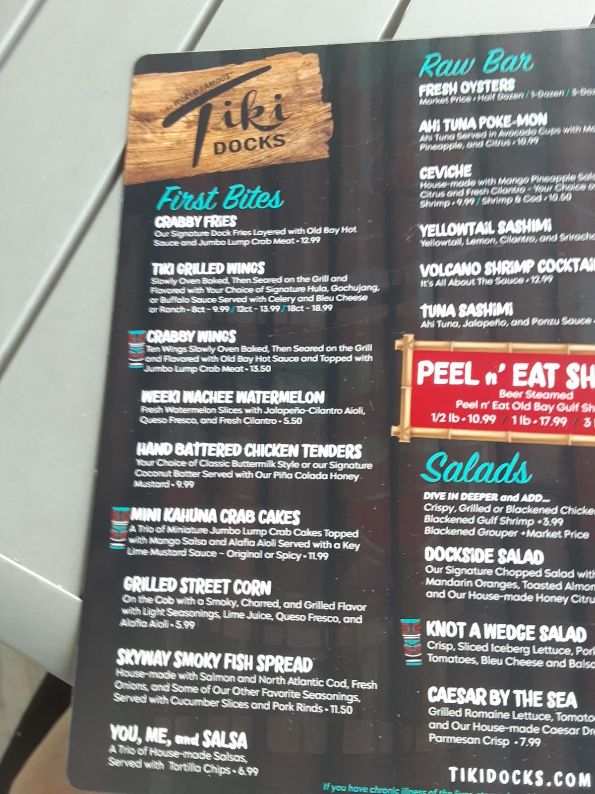 Carta del pub y bar Tiki Docks Skyway, San Petersburgo
