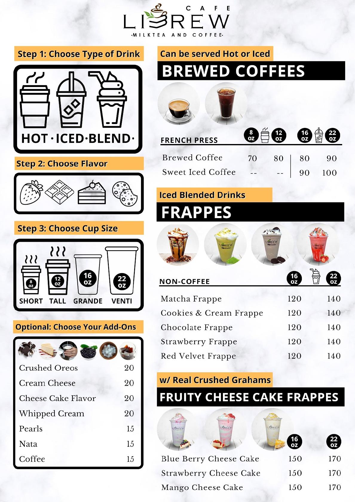 Carta de Cafe LiBrew - Mactan Town Center, Lapulapu