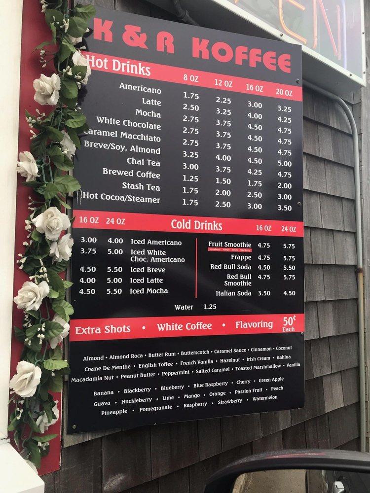 Menu at K&R Koffee, Ocean Shores