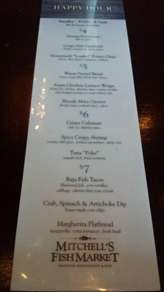 Menu at Mitchell's Fish Market restaurant, Rochester Hills