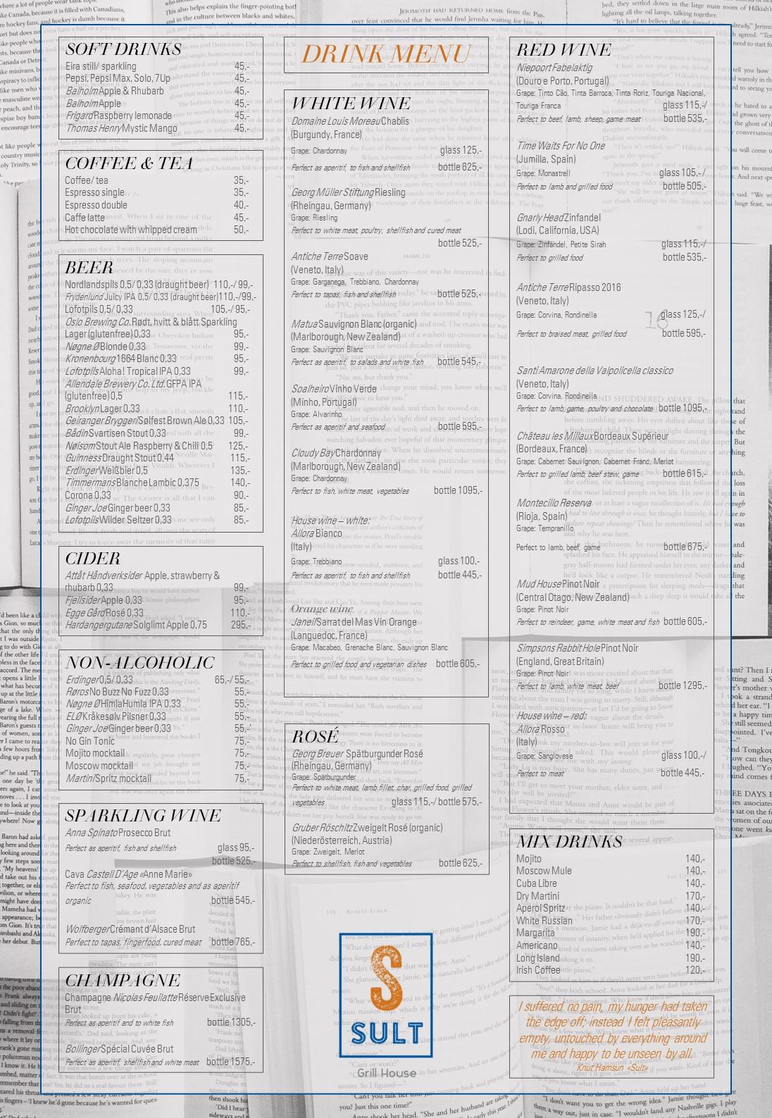 Menu at SULT Grill House pub & bar, Sortland