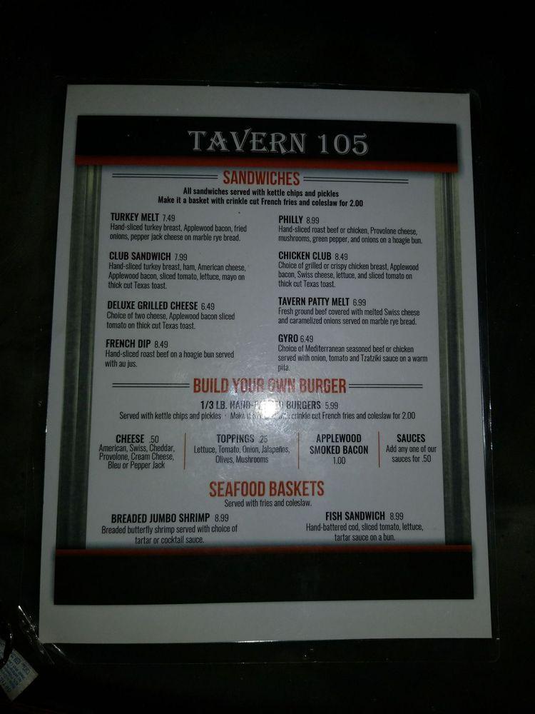 Menu at Tavern 105 pub & bar, Superior, Central Ave