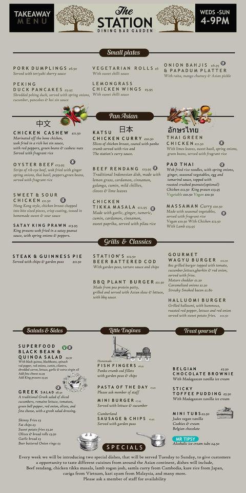 Menu at The Station Bar and Restaurant, Redhill