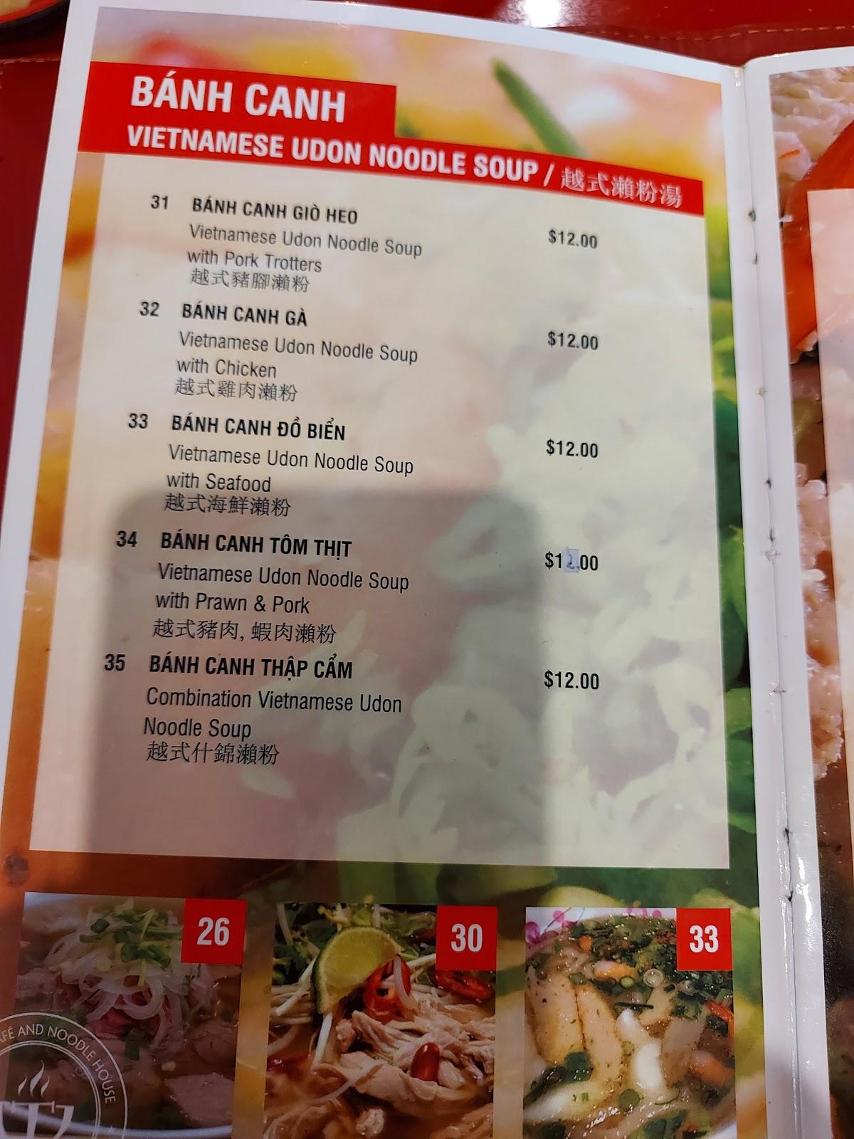 Menu at Trang's Cafe & Noodle House, Girrawheen