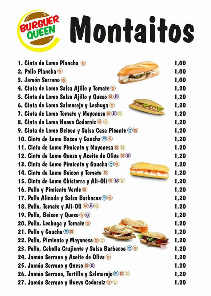 Menu at Burguer Queen restaurant, Barbate