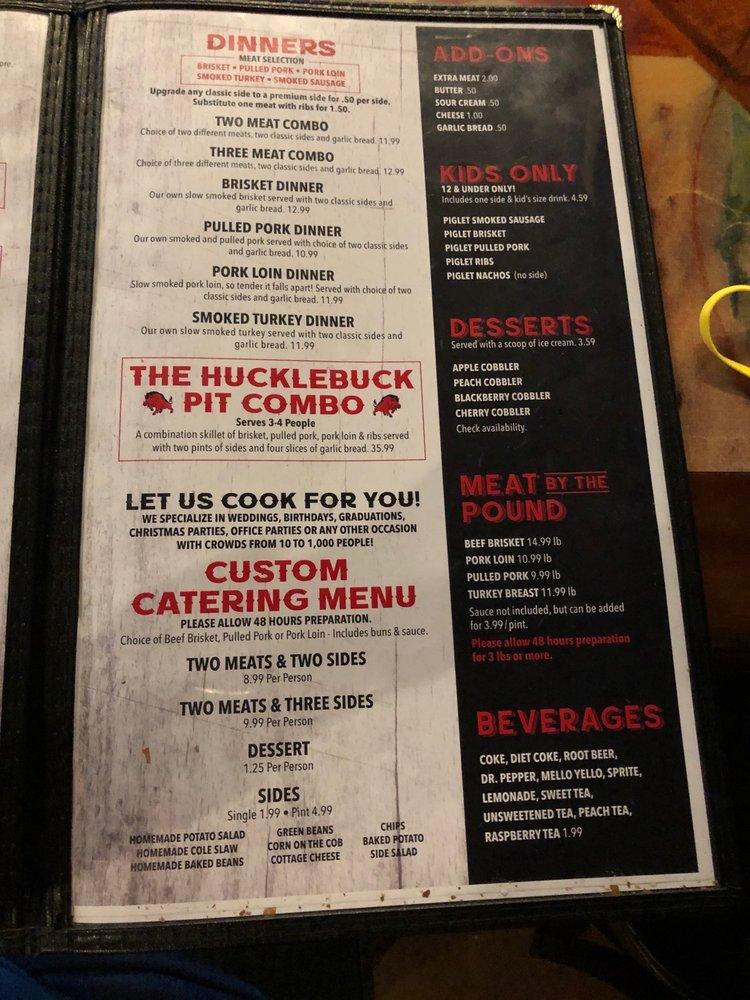 Menu at Hucklebuck 60 BBQ, Seymour