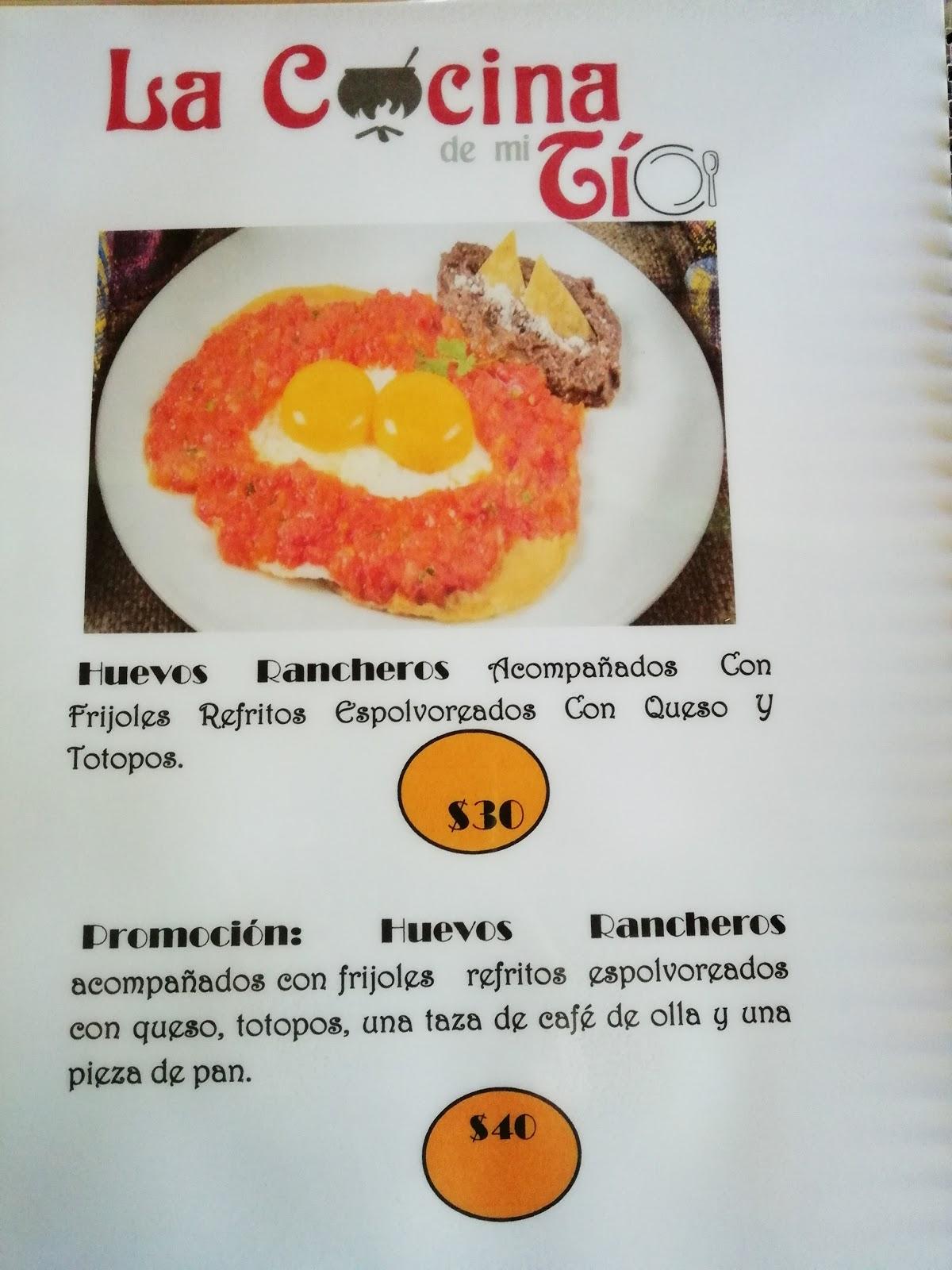 Menu at La cocina de mi tía. restaurant, Mexico