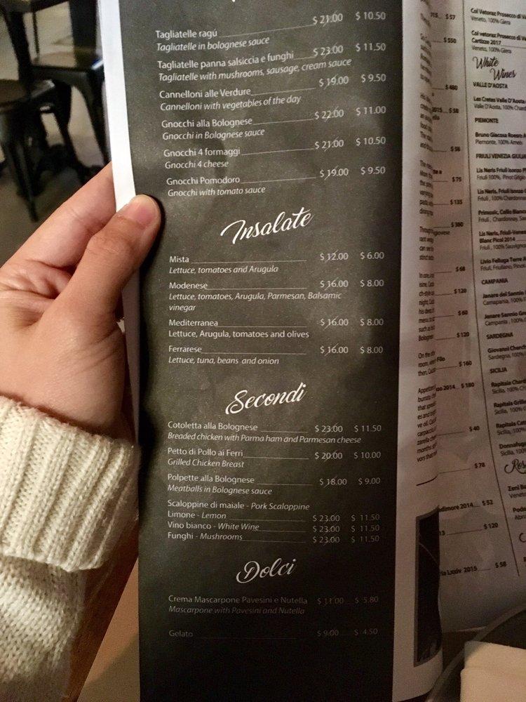 Menu at Nonna Beppa restaurant, New York City