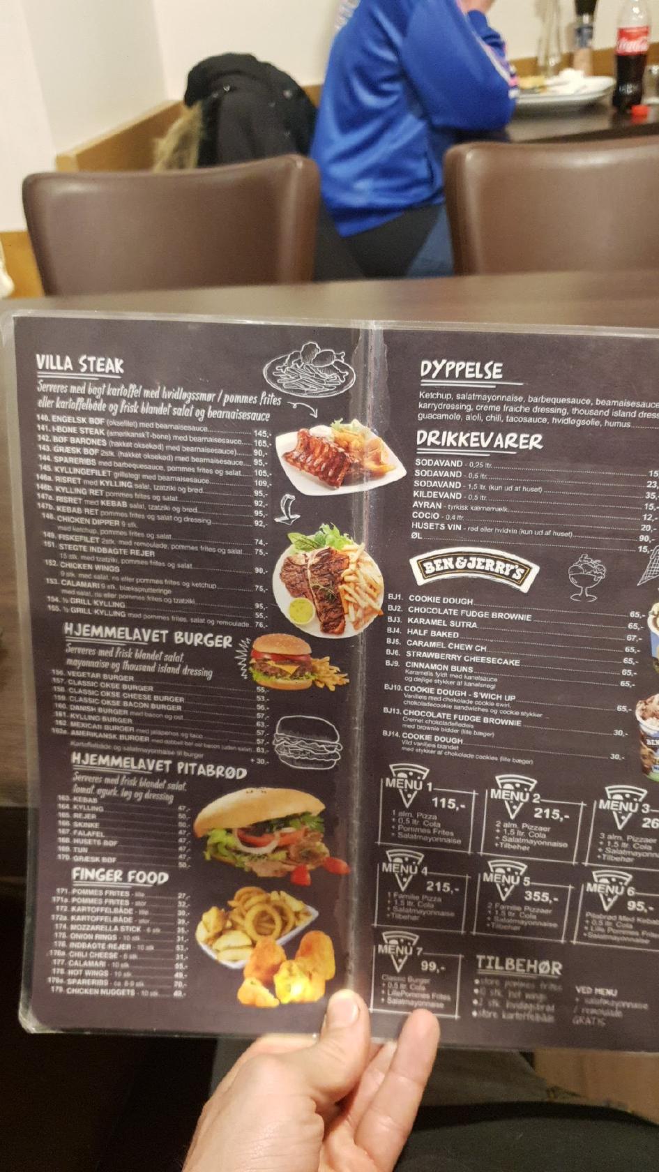 Menu at Pizza Villa pizzeria, Holbæk