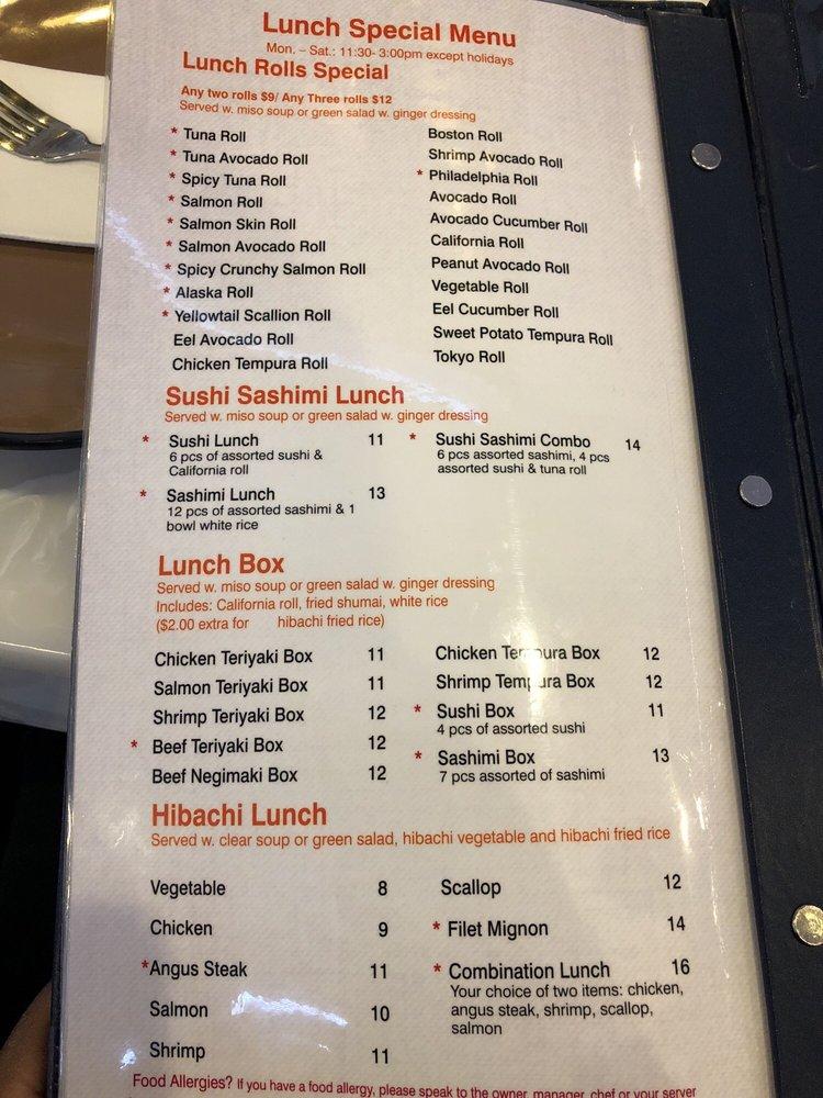 Menu at Sasa restaurant, Farmingdale