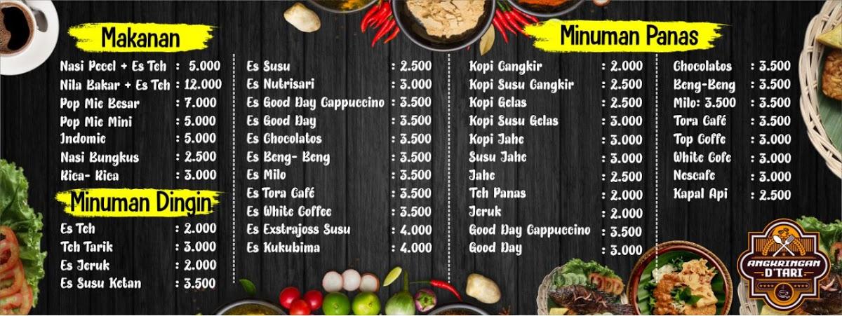 Menu at Angkringan Kopi D'tari cafe, Ponorogo
